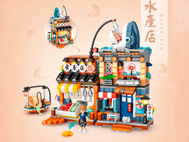 Конструктор LOZ 1231_MK Рыбный магазин Акула - купить в Сети магазинов конструкторов Мир Кубиков ...